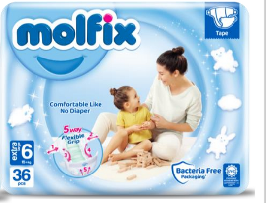 Molfix Diapers Extra Large, Size 6 ,15+ Kg | Delivery Mauritius – BabyBest